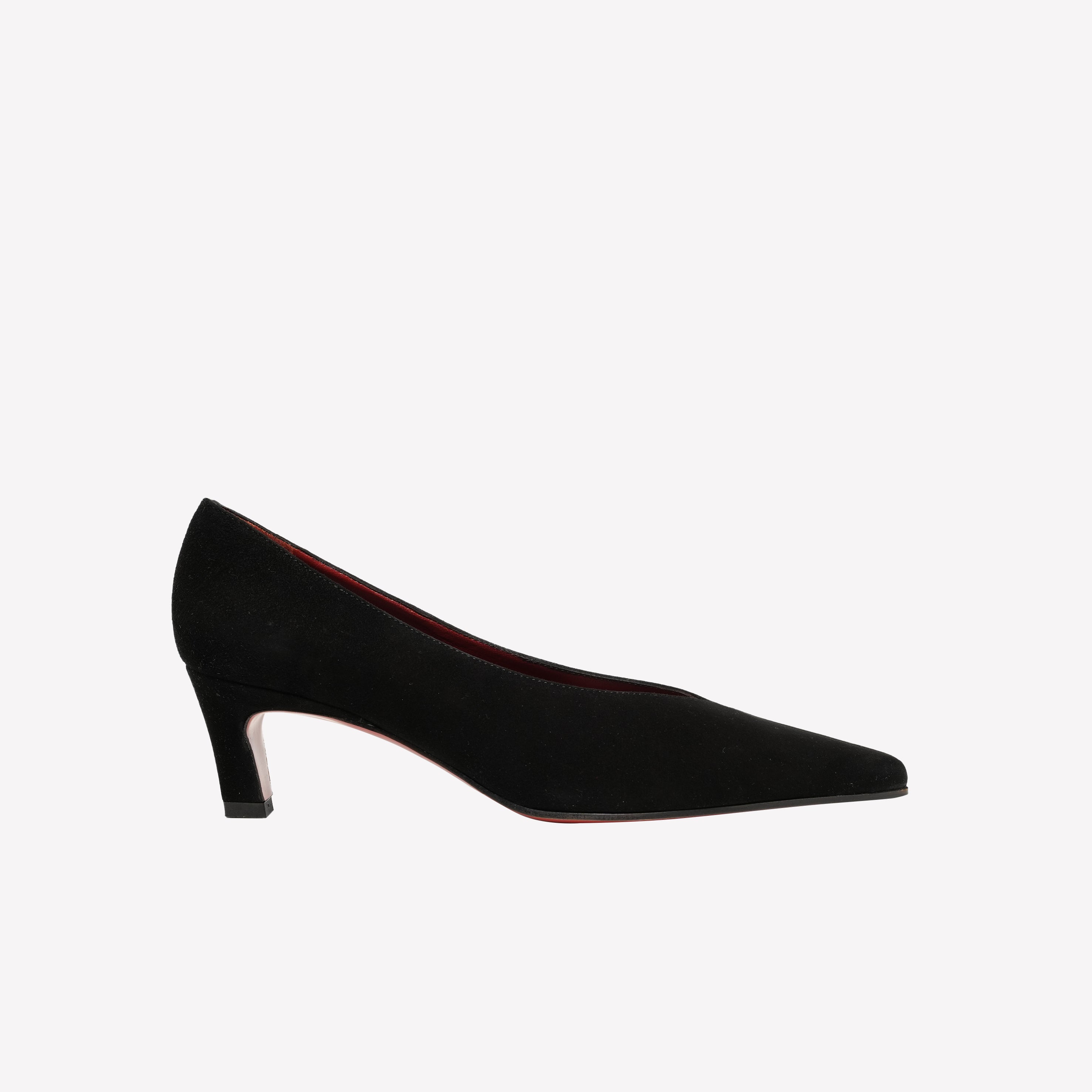 PUMPS IN BLACK SUEDE WITH MEDIUM HEEL FALIRA – Roberto Festa