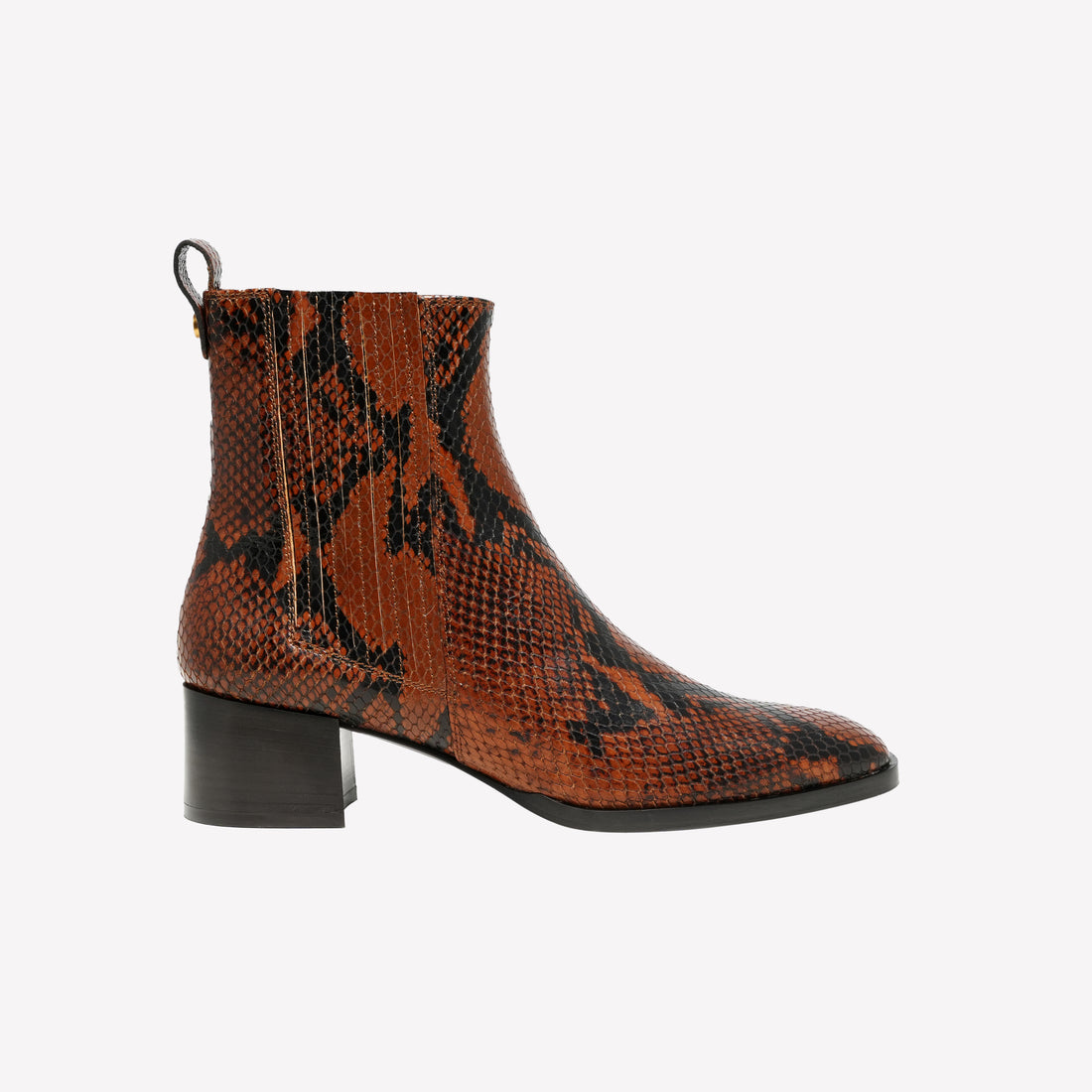 BEATLES IN LAMB PRINT PYTHON BROWN WITH MEDIUM HEEL LEDA – Roberto Festa
