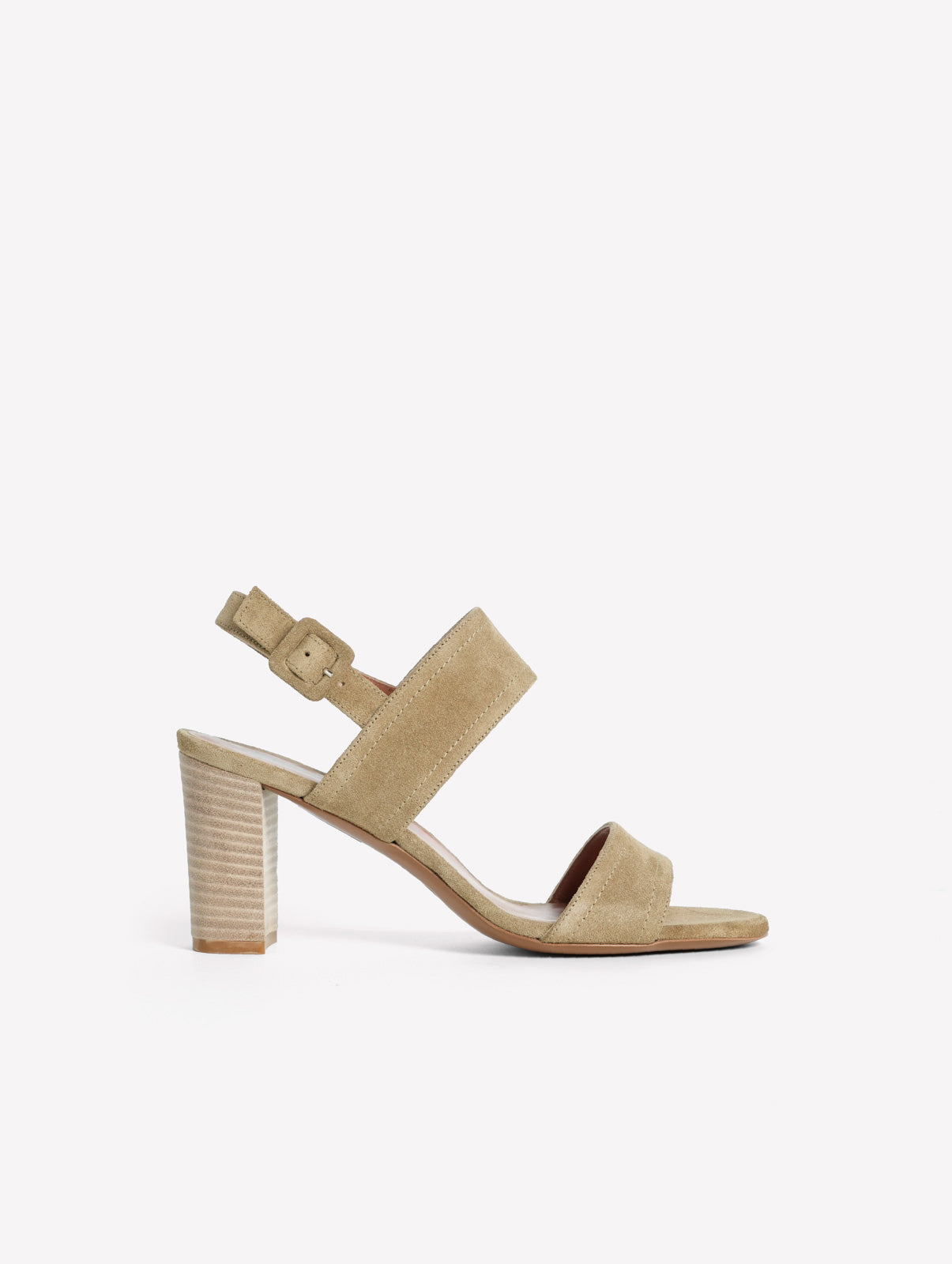 SAND-COLORED LEATHER SANDAL WITH DOUBLE STRAP AND MEDIUM HEEL PUMA ...